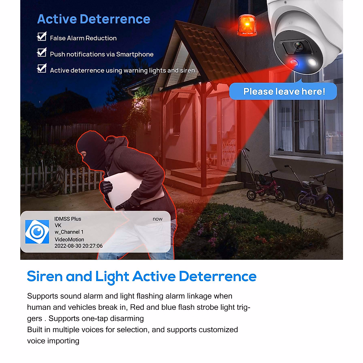VIKYLIN 8MP IP POE AI Camera, Active Deterrence, 4K @30fps 98ft Night Color Vision F1.0,Vehicle & Human Detection, 2-Way Audio,SD(256GB),IP67 Security Wizsense Outdoor Turret Camera(GK3849)