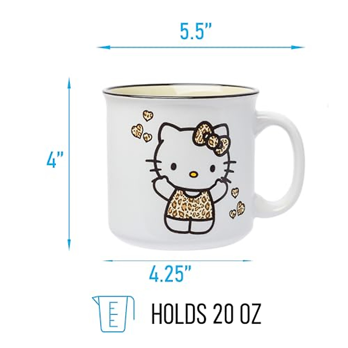 Silver Buffalo Sanrio Hello Kitty Leopard Outfit Ceramic Camper Mug, 20 Ounces