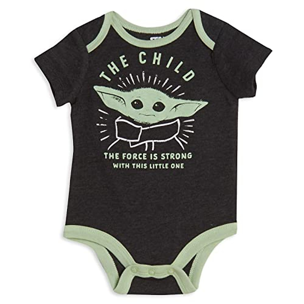 STAR WARS The Child Newborn Baby Boys Fleece Hoodie Short Sleeve Bodysuit and Pants 3 Piece Baby Outfit Set Grey/Green 0-3 Months