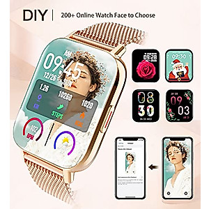 Lefitus Smart Watches for Women (Answer/Make Calls) 1.7" Touchscreen Fitness Tracker with Heart Rate Monitor Pedometer Smartwatch for Android and iOS Phones with Stainless Steel Band Waterproof