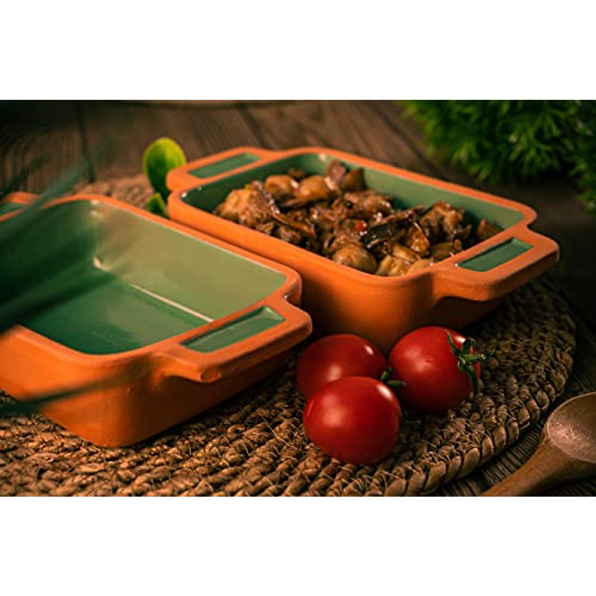 LUKSYOL Handmade Terracotta Rectangular Oven Tray - Authentic Mexican Pottery for Tajine, Moroccan, Indian Cooking | Oven-Safe Clay Pan for Baking and Slow-Cooking | Lead-Free and Versatile Clay Cookware