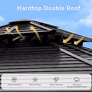 Aoxun 12' X 20' Hardtop Gazebo, Galvanized Steel Double Top, Aluminum Metal Gazebo with Curtains and Netting, Permanent Gazebo Pavilion for Wedding, Party, Outdoor Dining