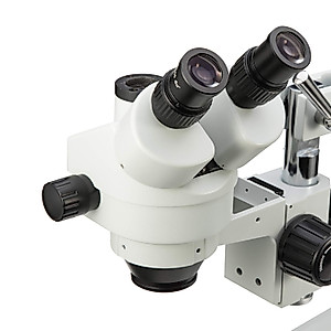 SWIFT S7 7X-45X Trinocular Stereo Microscope with Wide-Field 10X Eyepieces,0.7X-4.5X Zoom Objective Lens, Single-Arm Boom Stand, and 56-Bulb LED Ring Light