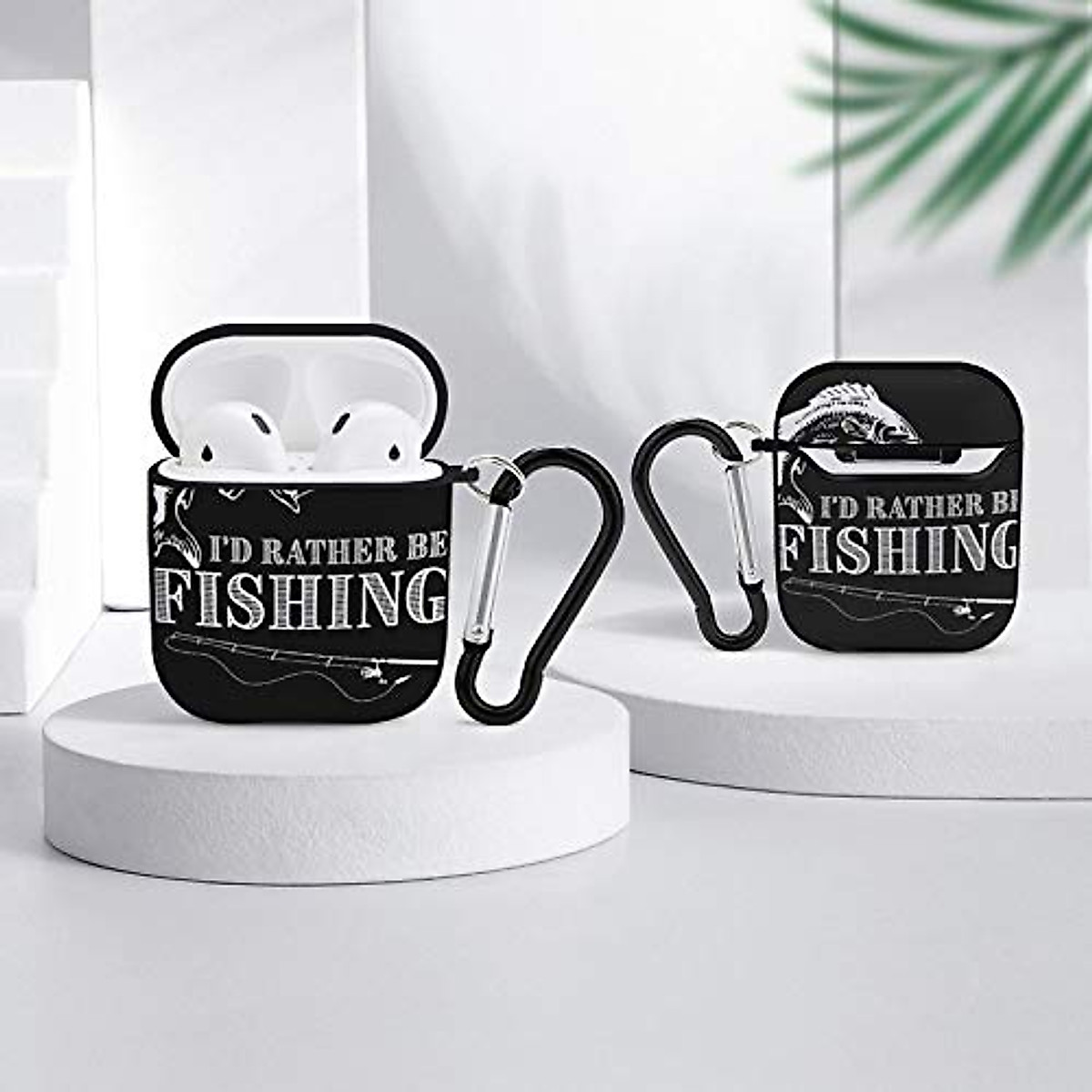 Bass Fishing Design Airpods Case Cover for Apple AirPods 2&1 Cute Airpod Case for Boys Girls Silicone Protective Skin Airpods Accessories with Keychain