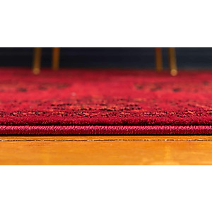 Unique Loom Tekke Collection Over-Dyed Saturated Traditional Torkaman Area Rug, 7 ft 0 in x 10 ft 0 in, Red/Black