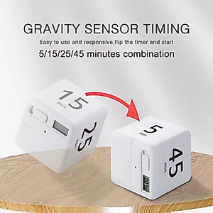 Cube Timer, Kitchen Gravity Sensor Flip Digital Timer for Time Management and Countdown Settings,15-25-5-45 Minutes Timer for Kids-Yyzyqlp