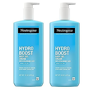 Neutrogena Hydro Boost Body Gel Cream, Hydrating Body Lotion with Hyaluronic Acid for Normal to Dry Skin, Hyaluronic Acid Lightweight Moisturizer, 16 OZ (Pack of 2)