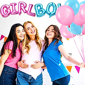 Gender Reveal Party Supplies,105 Pcs Gender Reveal Decorations, Boy or Girl Foil Balloons, Tablecloth, Photo Props, Toppers, Banner, Foil Curtains, Team Stickers, Ideas for Baby Shower