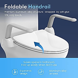 HEINSY Toilet Safety Rail, Heavy Duty Foldable Toilet Handrail, Aluminum Alloy Support Up to 480LBS Perfect for Elderly Senior Handicap Pregnant