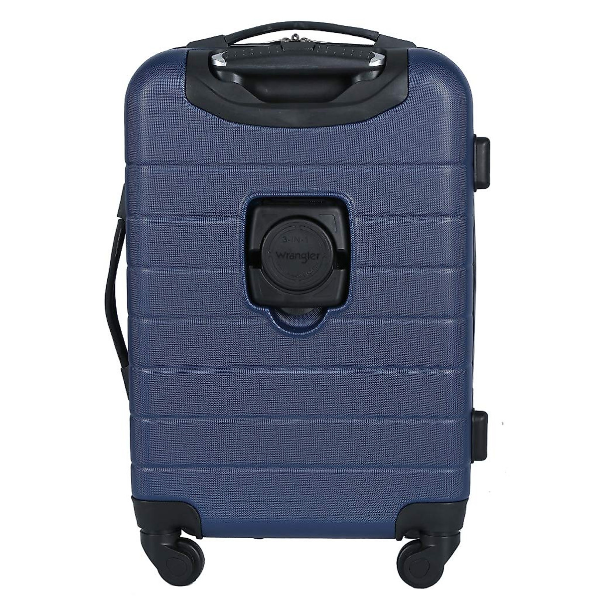 Wrangler Smart Luggage Cup Holder and USB Port, Navy Blue, 3 Piece Set