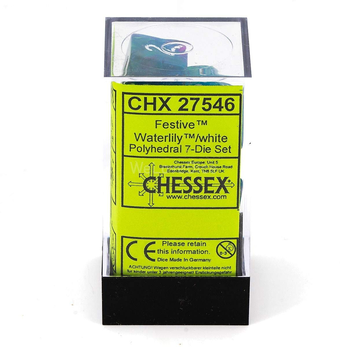 Chessex Festive Polyhedral Waterlily - White 7-Die Set, Large (18mm - 25mm)