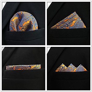 SHLAX&WING 5 Pieces Assorted Mens Silk Pocket Square Handkerchiefs Set 40