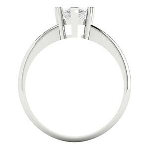 Clara Pucci 2.0 ct Pear Cut Solitaire Moissanite Engagement Wedding Bridal Promise Anniversary Ring 18K White Gold Size 5.25