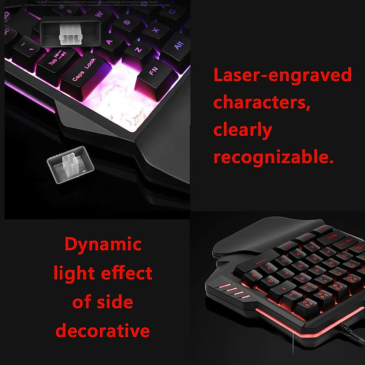 Gaming Keypad, RGB One Handed Gaming Keyboard, Ergonomic Gaming Keyboard with Hand Rest, Single Hand Keyboard with 35 keys Colorful Backlit