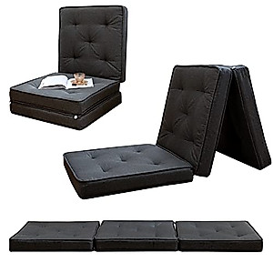 HIGOGOGO Tri Folding Mattress, Multi-Functional Mattress Detachable 3 Individual Floor Pillows, 3 in 1 Portable Sleeping Foam Mattress Pads, Foldable Small Single Bed for Adults, Guest, Dark Grey