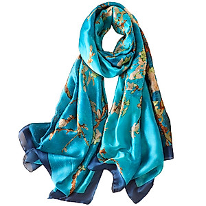 NUWEERIR Womens Silk Feeling Polyester Scarf Long Satin Scarf Fashion Designer Scarf Lightweight Wraps