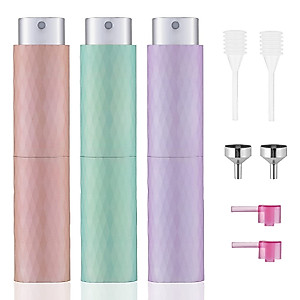 Tekson 8ML Perfume Atomizer Travel (3 PCS), Refillable Cologne Containers, Dispenser Spray Empty Bottle for Mini Sprayer Size