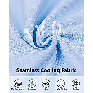 Stelle Women Workout Shirts Seamless Short Sleeve Yoga Tops for Sports Running Breathable Athletic Slim Fit (Short Sleeve-Blue,S)