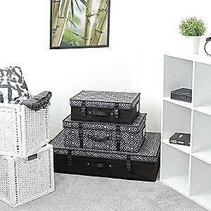 HANGERWORLD - Medium Black and White Diamond Pattern Bridal Dress Storage Box with Lid