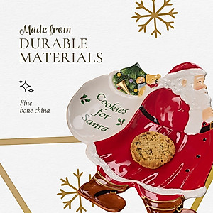 Spode Christmas Tree Collection Figural Cookies for Santa Platter | 12 Inch Serving Plate for Cookies, Desserts and Christmas Treats | Made of Dolomite | Perfect Holiday Gift and Christmas Home Décor