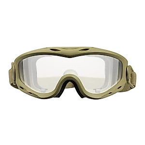 Wiley X Spear Goggle Sunglasses, ANSI Z87 Safety Ballistic Rated Goggles for Men and Women, UV Eye Protection for Shooting and Tactical, Tan Frames, Smoke Grey and Clear Changeable Lenses