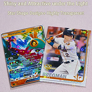 50 Pcs Clear Laser Flashing Card Sleeves for Standard Size Trading Cards, Star Shape Photocards Sleeves for Kpop Photos, Holographic Foil Soft Card Protector 2.5" X 3.5" for Photocard,Game Cards