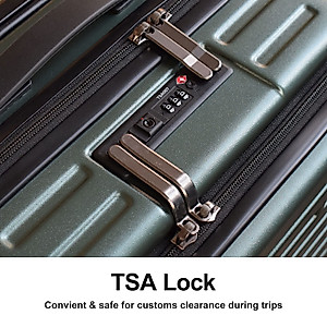 TydeCkare 20 Inch Carrry On Luggage with Front Zipper Pocket, 45L, Lightweight ABS+PC Hardshell Suitcase with TSA Lock & Spinner Silent Wheels, Convenient for Business Trips, Dark Green