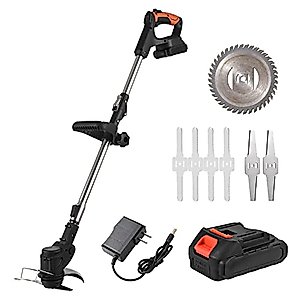 Matybobe Cordless Grass Trimmer Weed Wacker 21V Weed-Wacking Machine with LCD Screen Lightweight Adjustable Height Metal Cutting Blade for Garden and Yard Bush Mowing Grass Lawn Pruning
