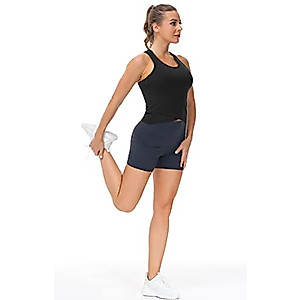 Women’s Racerback Workout Tank Tops with Built in Bra Sleeveless Running Yoga Shirts Slim Fit (Medium, Black)