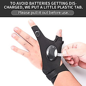 Mylivell LED Flashlight Glove Outdoor Fishing Gloves with Stretchy Strap Screwdriver for Repairing Cars Night Running Fishing Camping Hiking in Dark Place (Black-1pack)
