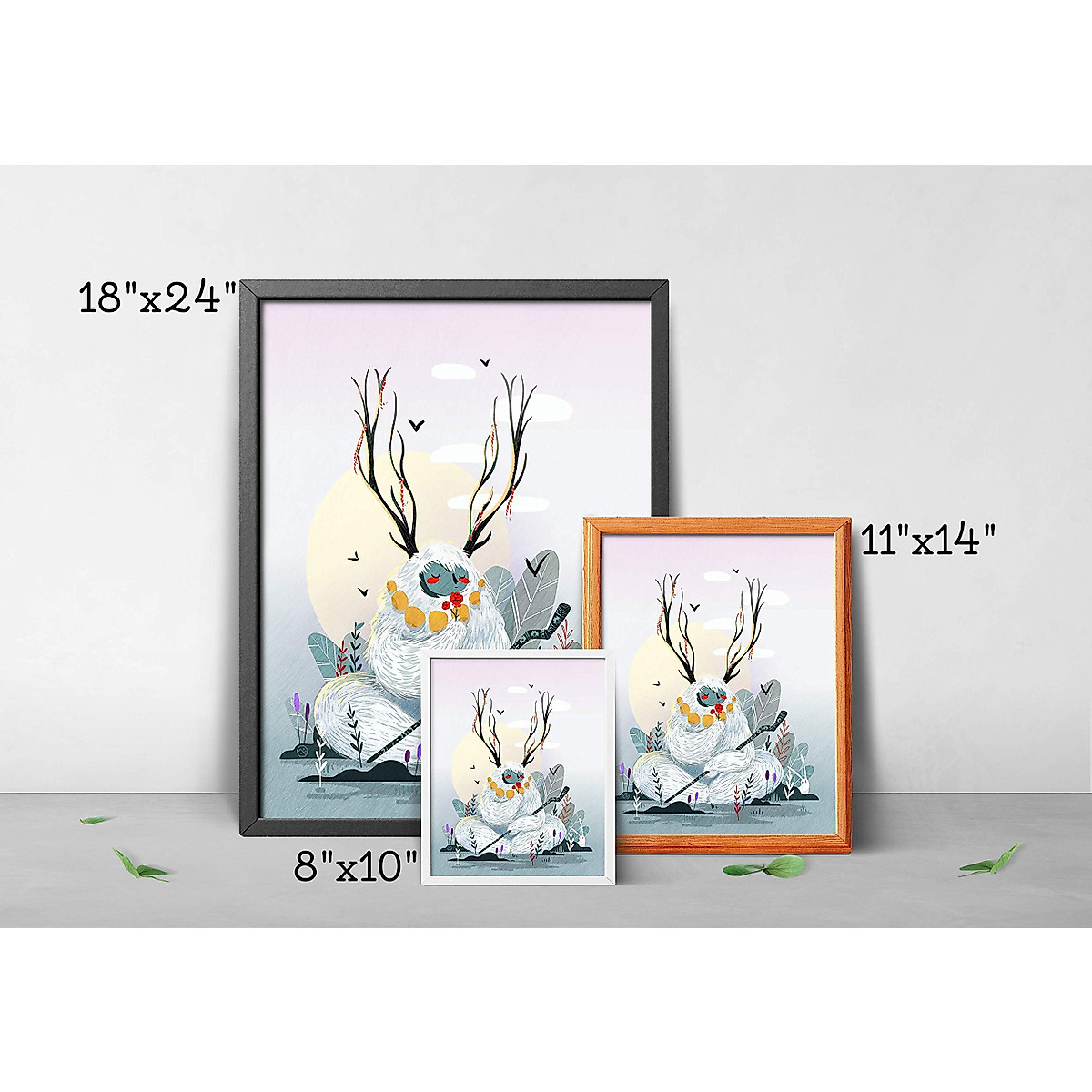 8x10 Fantasy Nordic Art Print Bulgaria Fantasy Folk Wall Design Yeti Meditation Studio Ghibli Animal Cute Nature Travel Illustration Scandinavian Art Whimsical Animal Sunrise Monster Art Nursery Decor