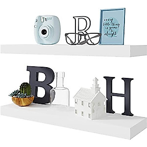 BAMEOS Floating Shelf,Wall Shelf,Decor Wall Mounted Shelves,Hanging Shelf Set L24xW6 for Bathroom Kitchen Living,Kitchen,Room Bedroom Storage,White