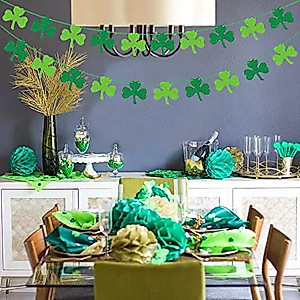 Shamrock Clover Felt Banner Garland Pack of 5, St Patricks Day Decorations-Assembled-Irish Lucky Day saint patricks day decor