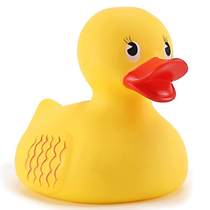 10" Jumbo Classic Yellow Rubber Duck Bathtime Toy, Floating Fun Pool Preschool Bathtub Toy, Giant Flexible Large Yellow Duck for Kids