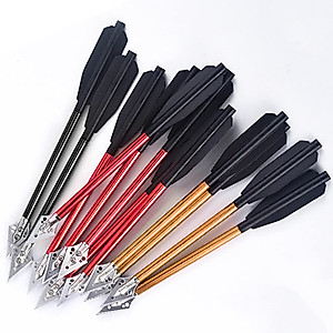 ocairnry 6.25" Crossbow Bolts Aluminium Crossbow Arrows Mini Crossbow Bolts with Steel Broadhead Tips for 50-80lbs Archery Target Practicing Shooting Small Hunting 6 Pack (Red)