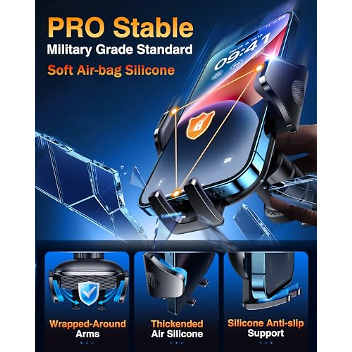 VANMASS Car Phone Holder Mount 2024 Upgraded [Patent Steel-Hook] Car Vent Phone Mount Clip Military-Grade Shockproof Cell Phone Car Mount Handsfree Truck Stand Cradle for iPhone Android,Multi-Colored