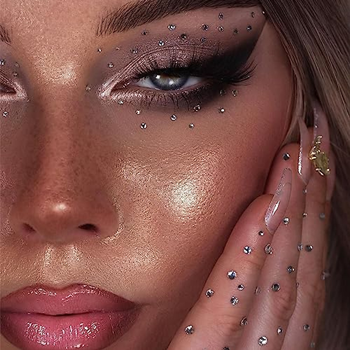 NOOEPC Face Gems Hair Gems, Self-Adhesive Face Jewels Eye Jewels Rhinestones 3/4/5/6 mm DIY Face Gems Stick on, Hair Body Rhinestones Gems Crystals Pearls for Face Eyes Makeup Body, Crafts