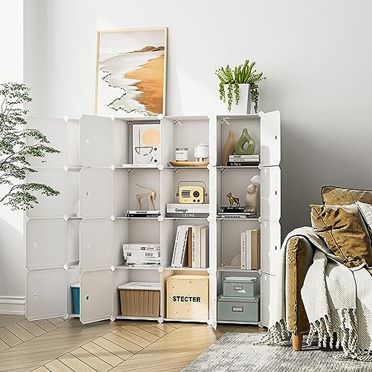 GIMTRR 8-Cube Closet Organizer, White, Portable Storage System, 30 x 30 x 30cm