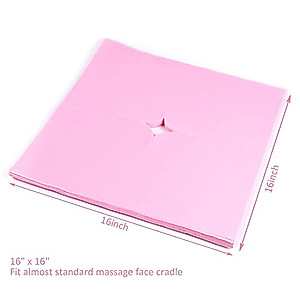 OKEKON Disposable Face Cradle Covers – Ultra Soft Non-Sticking Massage Face Covers/Headrest Covers for Massage Tables & Massage Chairs Spa Salon Massage Headrest Cover Pink, 100 PCS