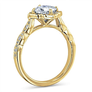 Kobelli 1 1/3 CTW Cushion Moissanite (G-H) Floral Halo Engagement Ring 14k White Gold (GH/VS, GH/I1-I2), 7.5