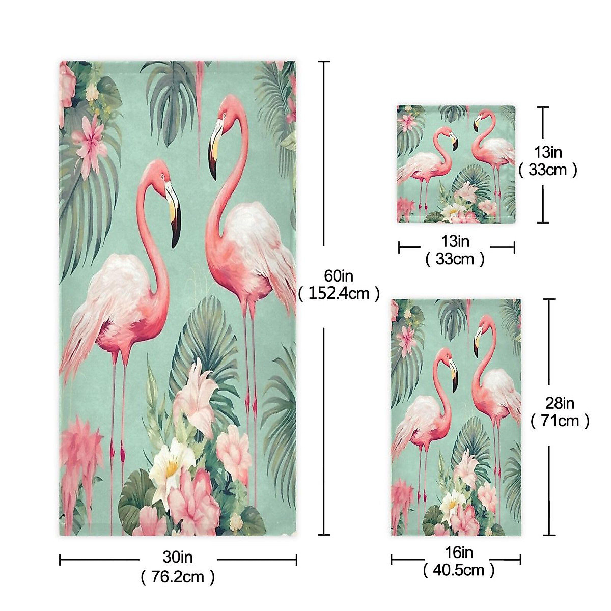 Flradish Flamingos Palm Flowers Towels 3 Pack Bath Towels for Bathroom Set Soft Cotton Highly Absorbent Lightweight & Quickdry Towel Set 1 Bath Towel,1 Hand Towel,1 Washclothe