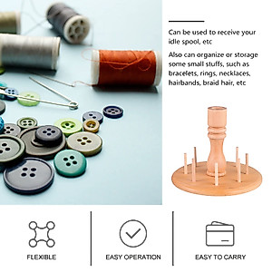 SEWACC Wooden Spool Holder Sewing and Embroidery Thread Rack and Organizer Thread Rack for Sewing Quilting Embroidery Hair- braiding 16cm