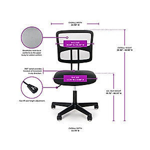 OFM ESS Collection Swivel Mesh Back Armless Task Chair, in Black (ESS-3020)