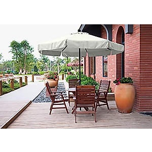 HLong 9FT Outdoor Patio Umbrella,Market Table Umbrella with Valance,Push Button Tilt and Crank,8 Ribs,Light Beige