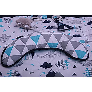 Bacati Woodlands Boys Cotton Activity Gym with Mat, Aqua/Navy/Grey