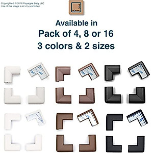 Roving Cove Corner Protector for Baby (16 Large Corners), Hefty-Fit Heavy-Duty Soft Rubber Foam Furniture Corner Bumper Guards, 3M Adhesive Pre-Taped, Onyx Black