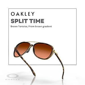 Oakley Split Time OO4129 412918 58MM Brown Tortoise/Prizm Brown Gradient Aviator Sunglasses for Women + BUNDLE Accessory Leash + BUNDLE with Designer iWear Eyewear Kit