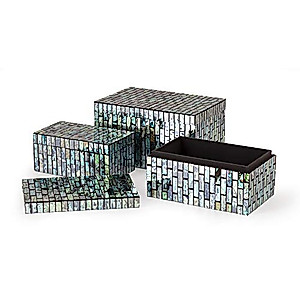 IMAX 96114-3 Aramis Set of 3 Mosaic Boxes, Black/Blue