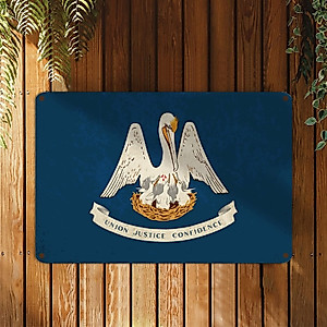 Louisiana Aluminum Metal Sign Louisiana State Flag Metal Sign Home State Country City Souvenir Wall Art Poster Vintage Patriotic Home Decor Garage Yard Signs Indoor & Outdoor Decor 12x18 inch