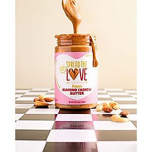 Spread The Love Almond Cashew Power Butter, 16 Ounce (All Natural, Vegan, Gluten-free, No salt, No sugar, No palm-oil, No-GMOs) (1-Pack)